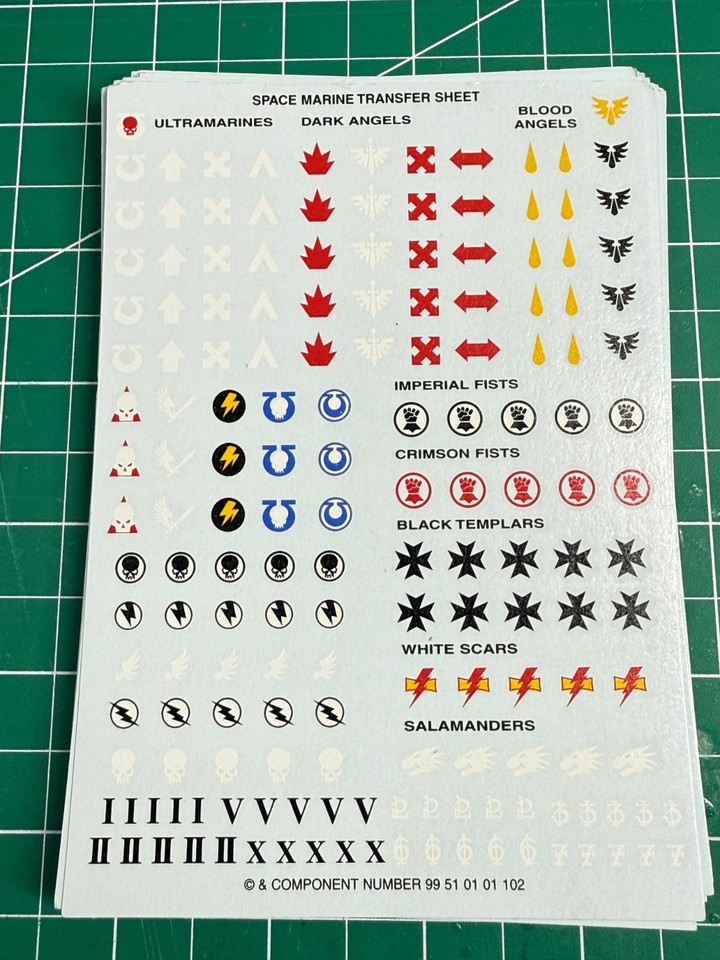Warhammer 40k Decals Space Marine Imperial Knights Chaos Dark Angels ...