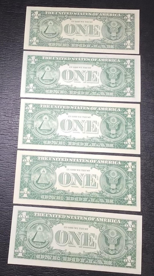 1963B $1 "New York" "BARR" Notes Choice AU! Crispy! Set of 5 Assorted ...