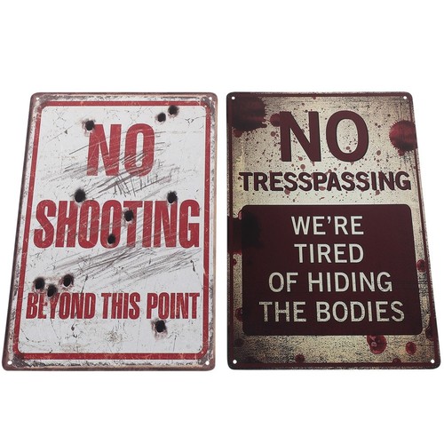2pcs Iron Caution Sign Iron Rustic Outdoor Backyard Weatherproof ...