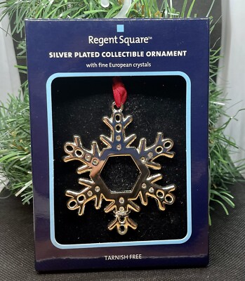 REGENT SQUARE SILVER PLATED COLLECTIBLE SNOWFLAKE ORNAMENT, See ...