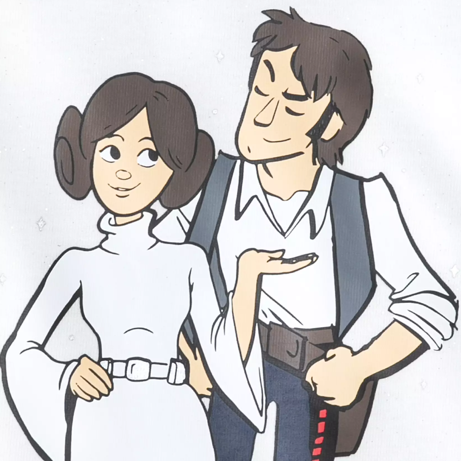 Princess Leia And Han Solo Cartoon Han Solo & Princess Leia By Katie