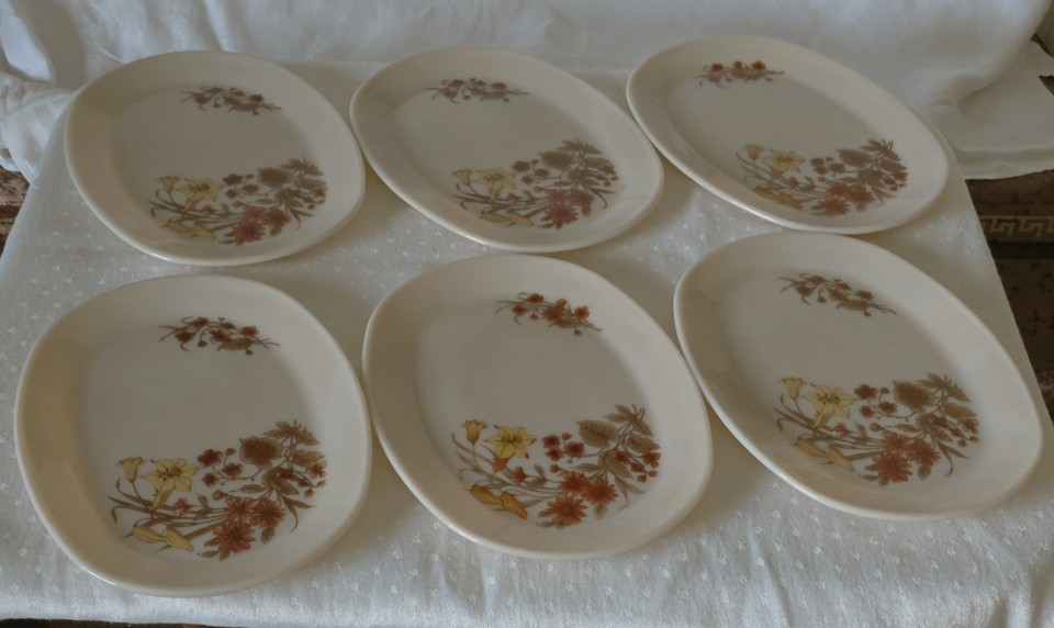 Vintage PYREX Oval Dinner Plates Harvest Spray Set of 6 | eBay UK