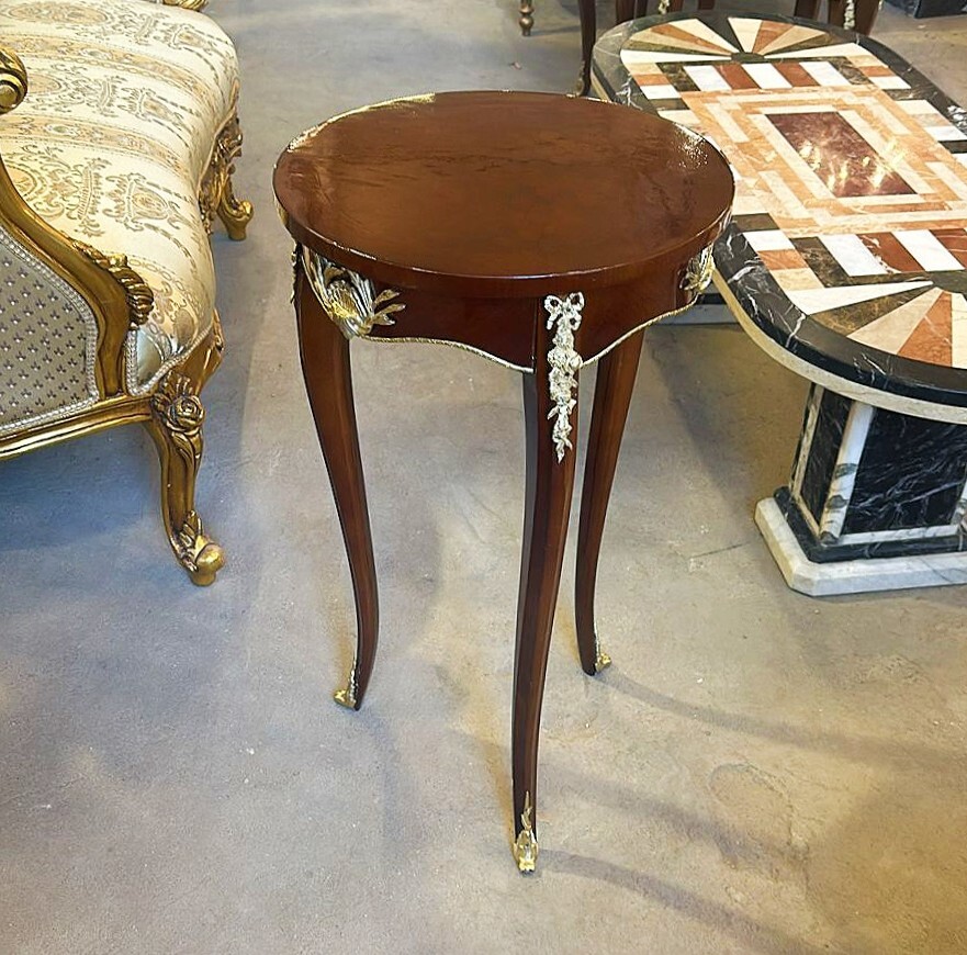 Louis XVI Small Side Table Bronze Details French Style Walnut Wood | eBay