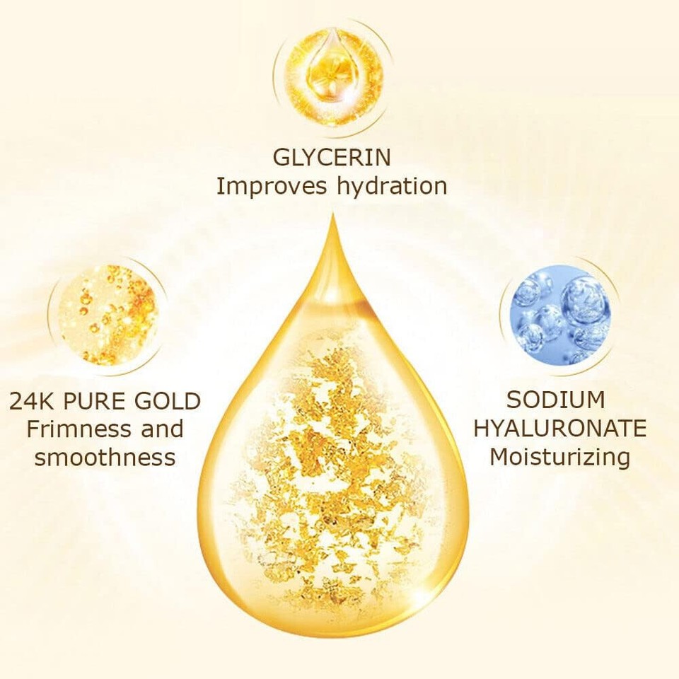 24K Gold Toner Anti-aging Hyaluronic Acid Ceramides 3 Nicotinamide ...