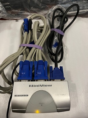Iogear MiniView 2-Port KVM Switch w/ AC Adapter & Cables, Model ...