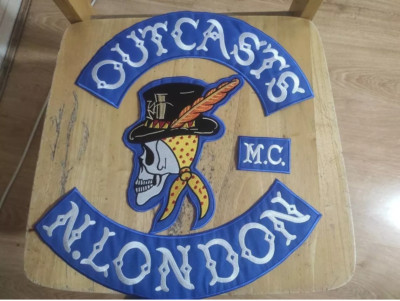 Outcasts N.London mc Embroidered iron on patch set of 4 Pcs | eBay
