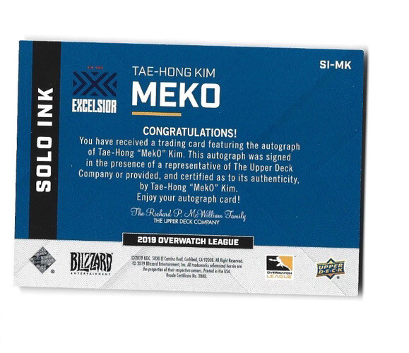 2019 Upper Deck Overwatch League Meko Solo Ink #SI-MK | eBay