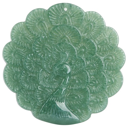 Burmese Jade Peacock Pendant Jewelry Green Carve Necklace Jadeite ...