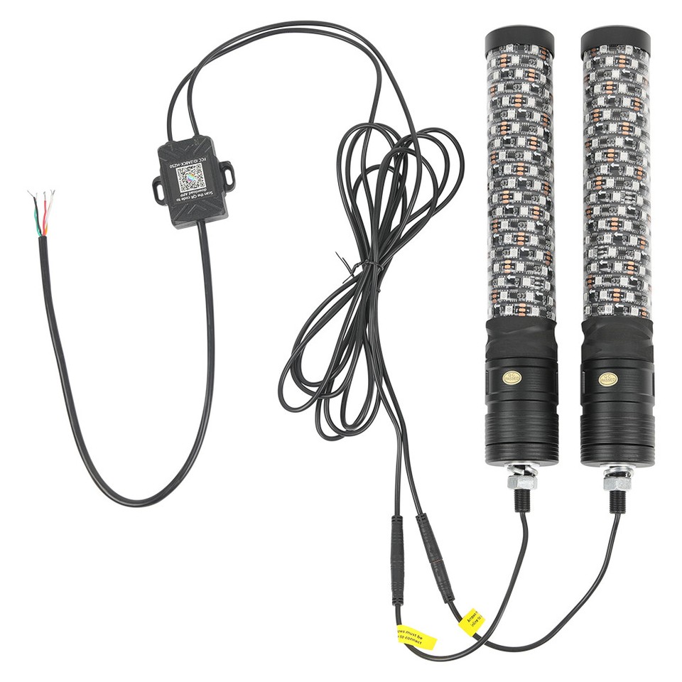 2Pcs Thick Fat 1ft RGB LED Whip Lights Antenna For Can Am X3 Polaris ...