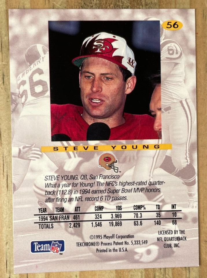 1995 PLAYOFF ABSOLUTE STEVE YOUNG CARD#56 NM-MT SAN FRANCISCO 49ERS BYU ...