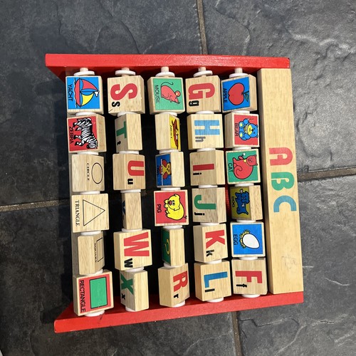 Vintage Flip A Block Alphabet Numbers Toy Educational Lightweight Wood ...