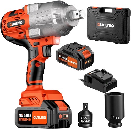 1600N.m Cordless Impact Gun 3/4" to 1/2" Sockets Brushless Impact ...