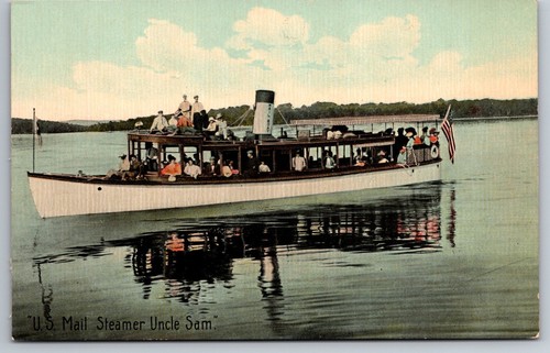C1907 US Mail Steamer "Uncle Sam" Steamboat With Passengers Postcard | eBay