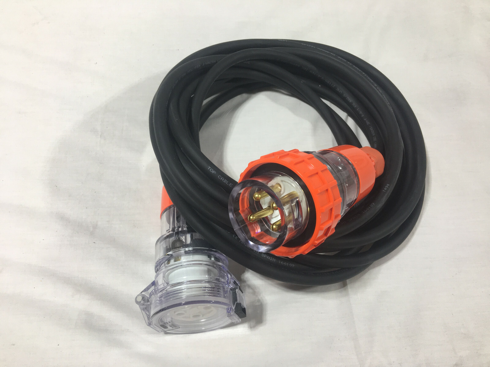 20 Amp 10m 4 pin Standard Extension Lead, 3 Phase 415V 20A Plug Socket ...