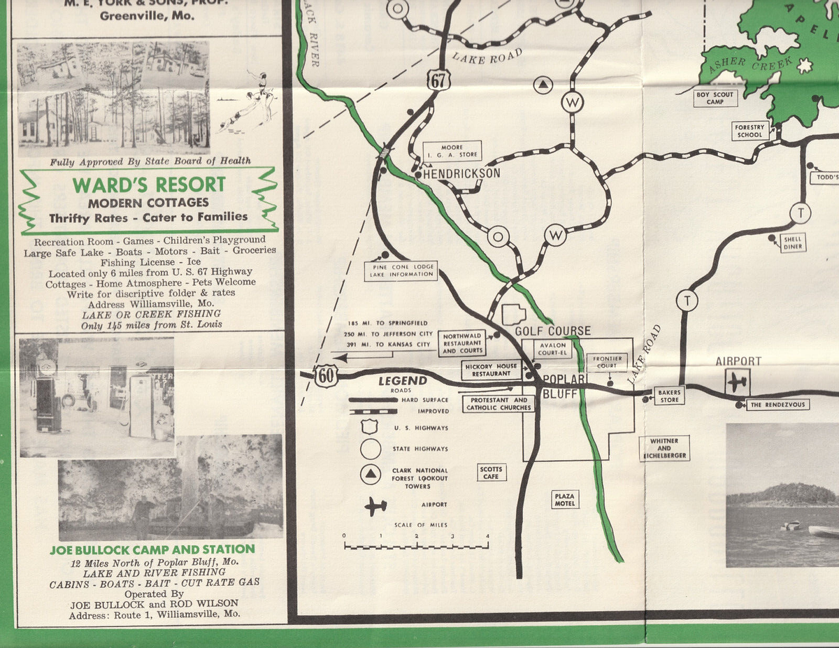 Lake Wappapello Missouri 1960s Map Our Missouri State Park Map Of 58