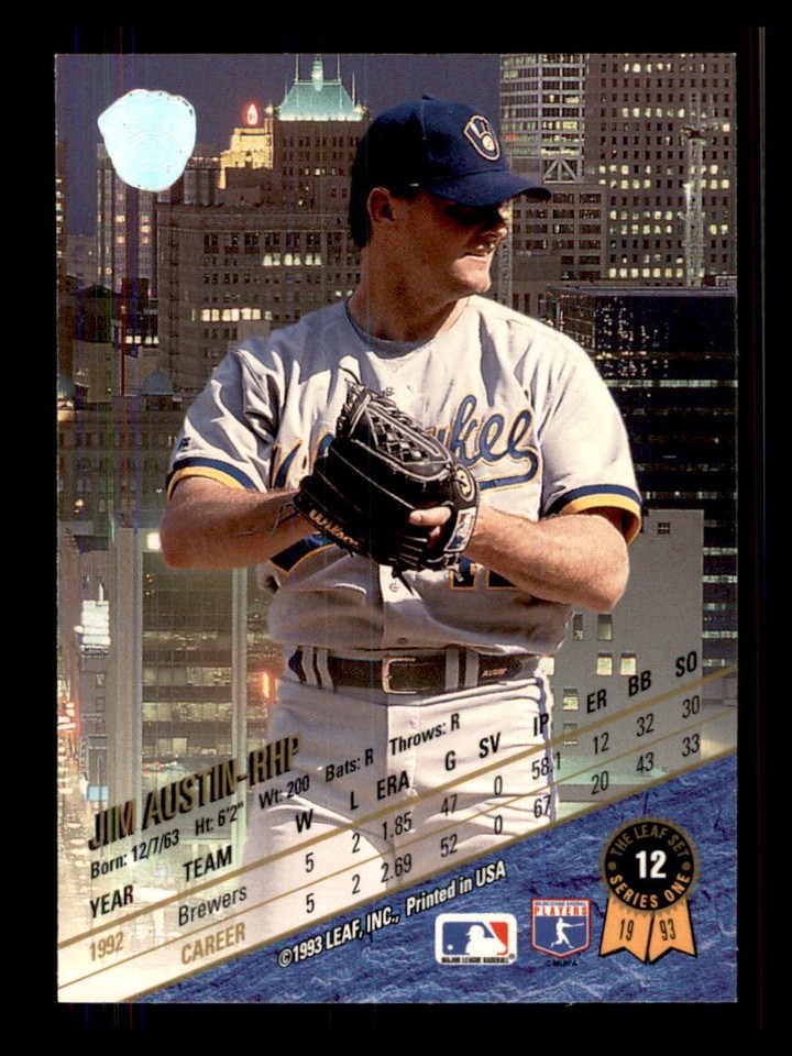 1993 BASEBALL 1993 Leaf Jim Austin Milwaukee Brewers #12 1 | eBay