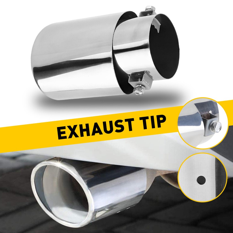 2PCS Stright Chrome Muffler Tip 2.5" Exhaust Pipe Tail Throat Stainless ...