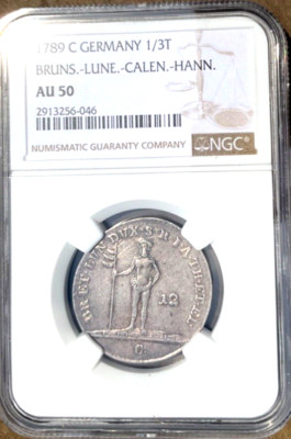 1789 C German States Brunswick Luneburg Wildman 1/3 Taler NGC AU 50 ...