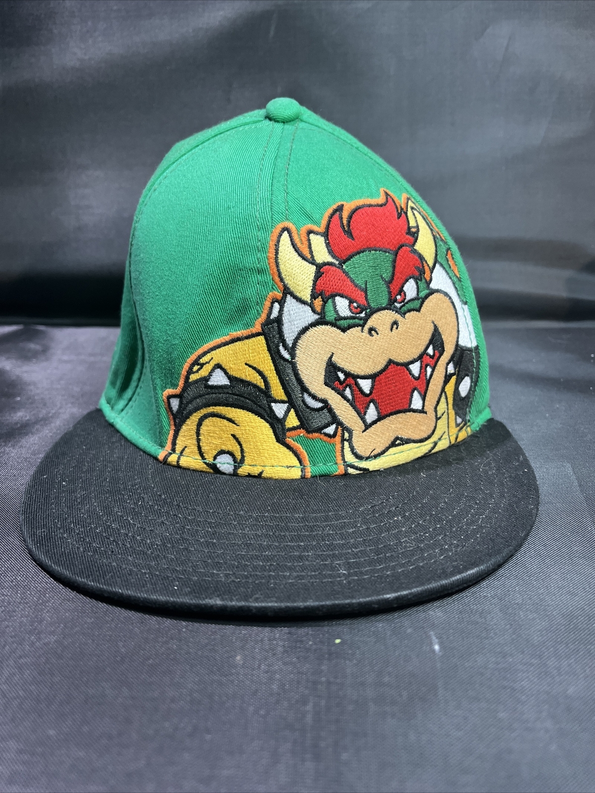 Super Mario Embroidered Bowser Green with Black Brim … - Gem