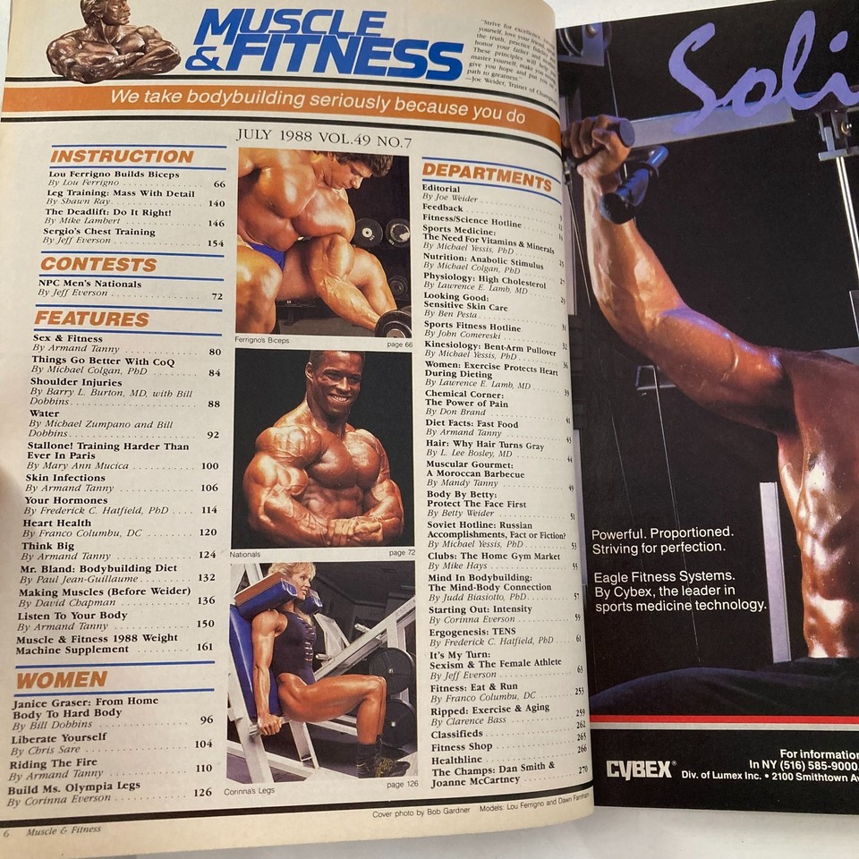 Joe Weider's Muscle & Fitness Magazine July 1988 Lou Ferigno & Dawn ...