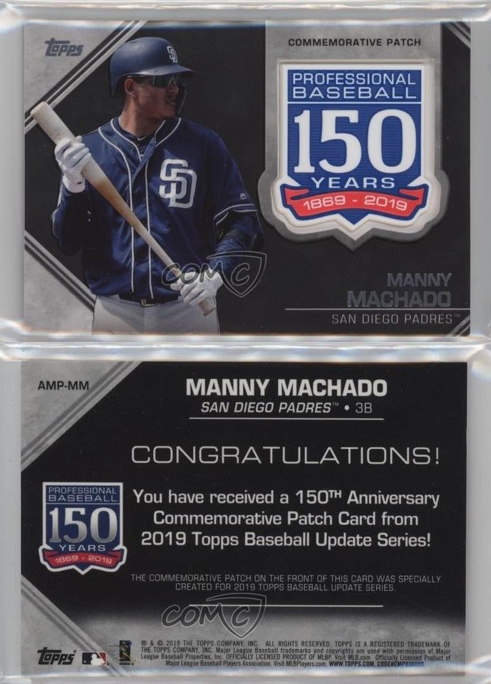 2019 Topps Update 150th Anniversary Manufactured Manny Machado Patch ...