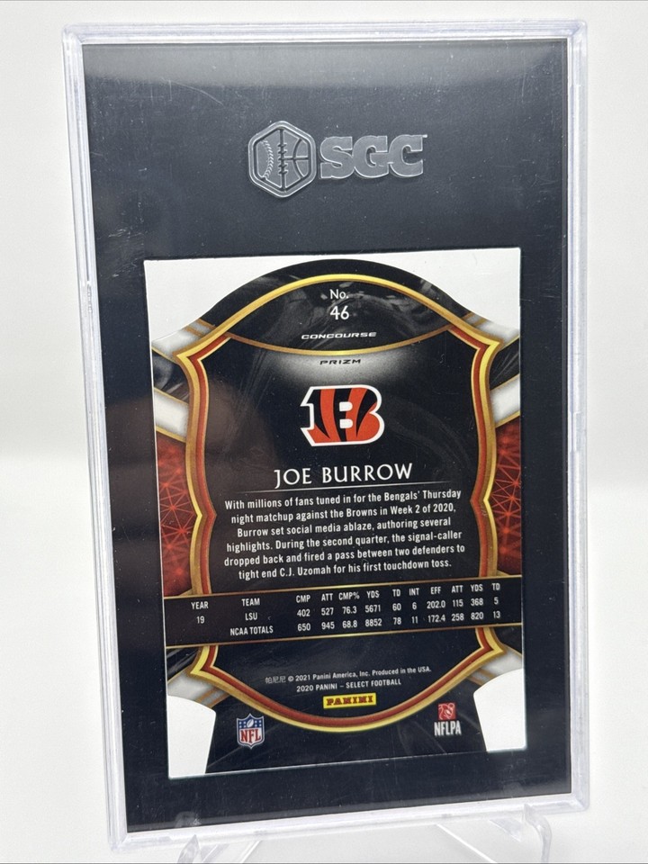 2020 Panini Select Joe Burrow Rookie Tri Color Die Cut #46 SGC 10 | eBay