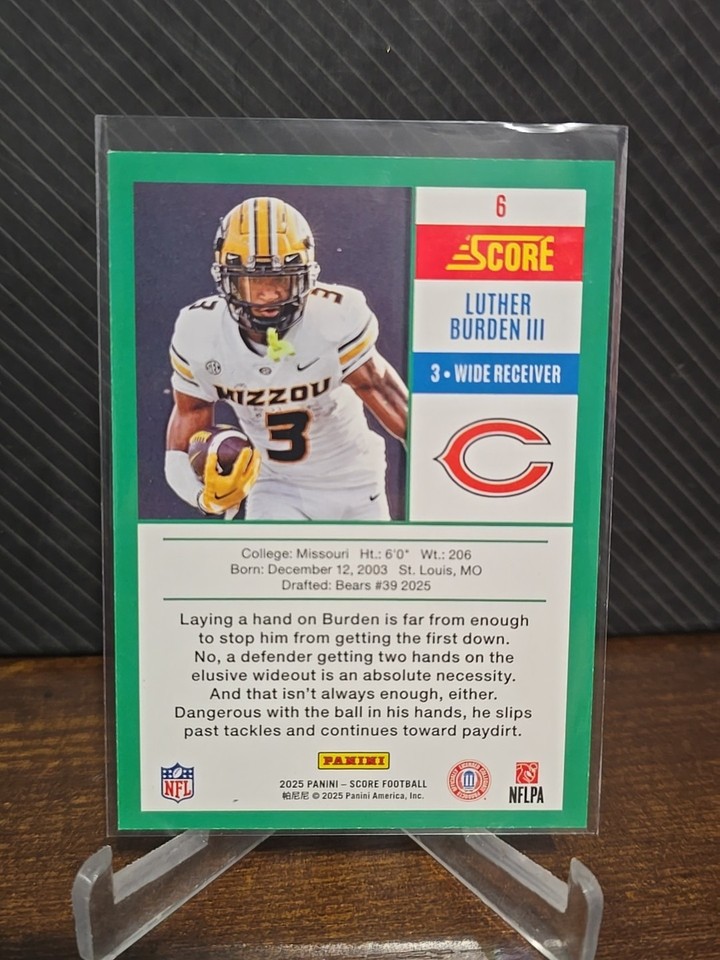 2025 Panini Score LUTHER BURDEN Throwback - Bears | eBay