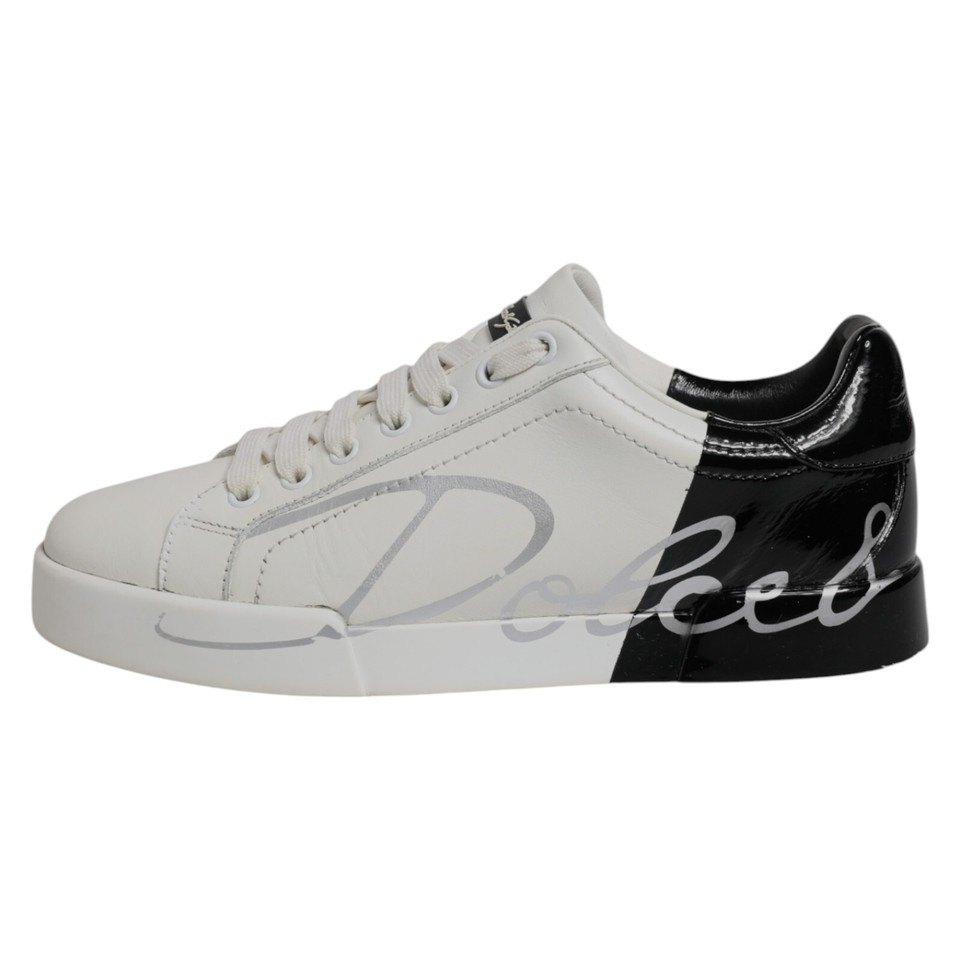 DOLCE & GABBANA Shoe White Black Logo Portofino Men Sneaker EU41/ US8 ...