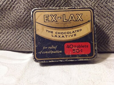 Vintage EX-LAX Chocolated Laxative EMPTY TIN Chocolate Tablets Brooklyn ...