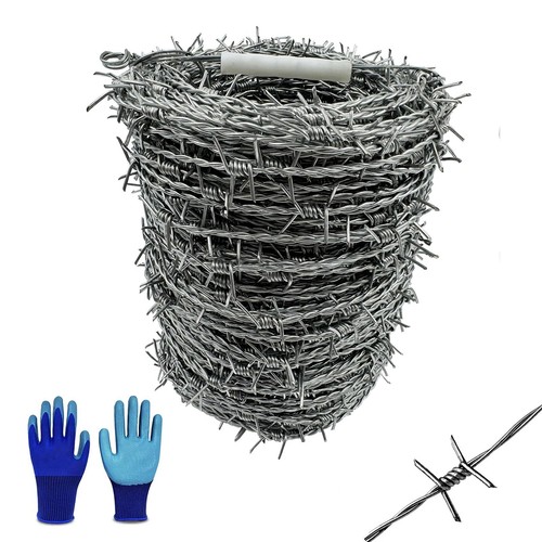 Barbed Wire 328 Ft, 4 Point Barbed Wire Fence, 18 Gauge(1.6mm) Barb ...