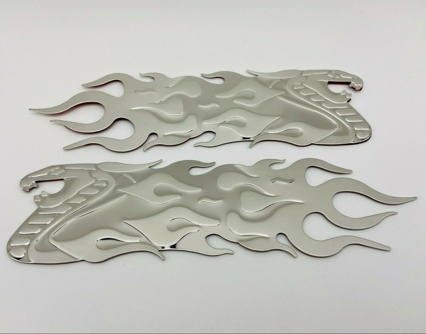 Car Truck Universal Stainless Steel Chrome Screaming Cobra Snake Flame ...