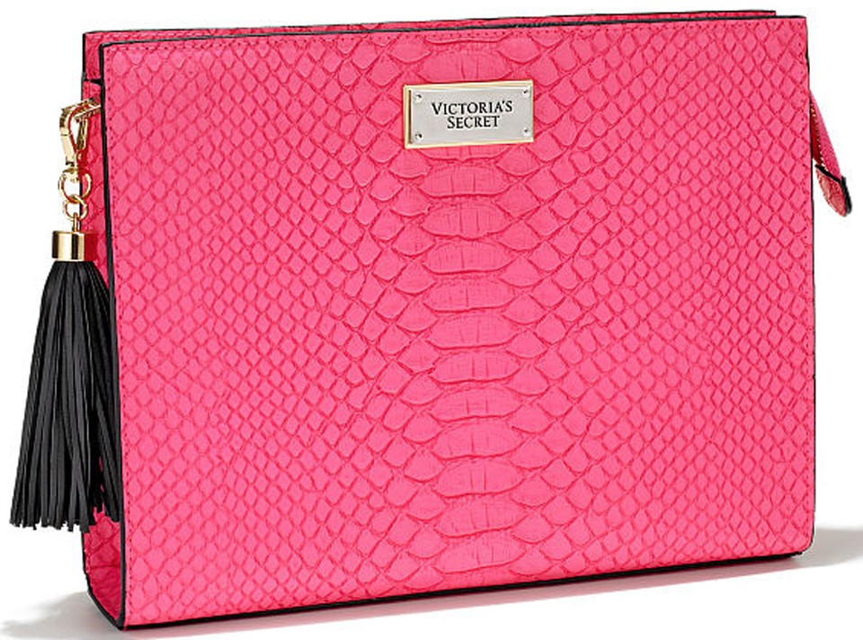 1 VICTORIAS SECRET OVERSIZED PYTHON CLUTCH BLACK HOT LIGHT PINK YOU CHOOSE NWT | eBay