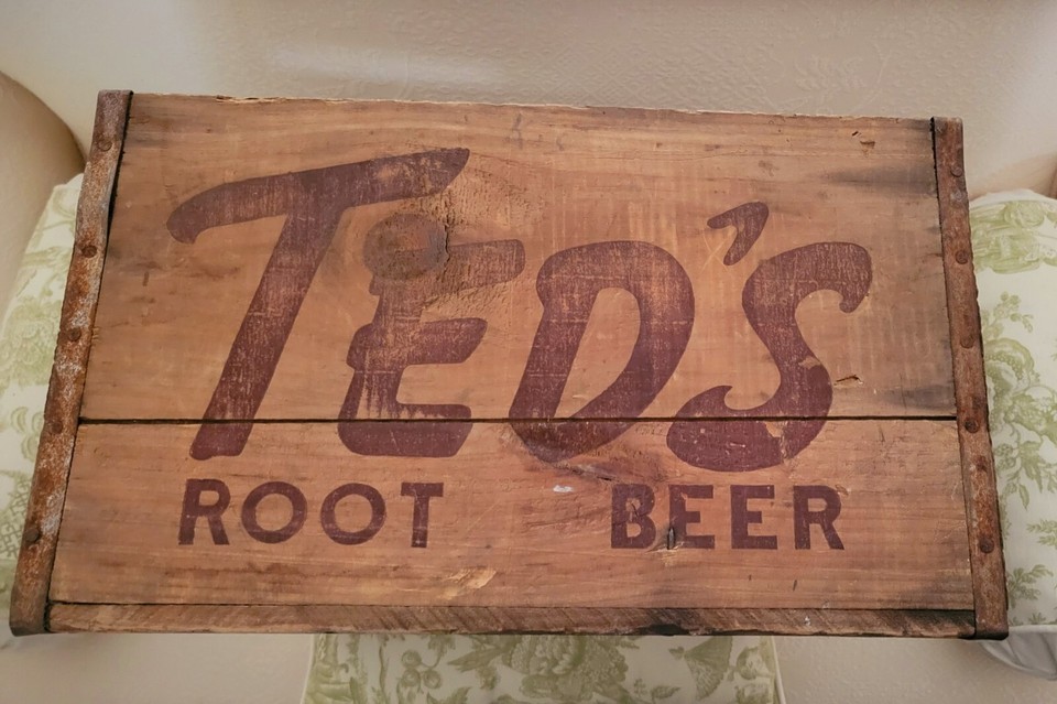 1950's TED WILLIAMS - TED'S ROOT BEER - WOODEN SODA CRATE - BOSTON RED ...