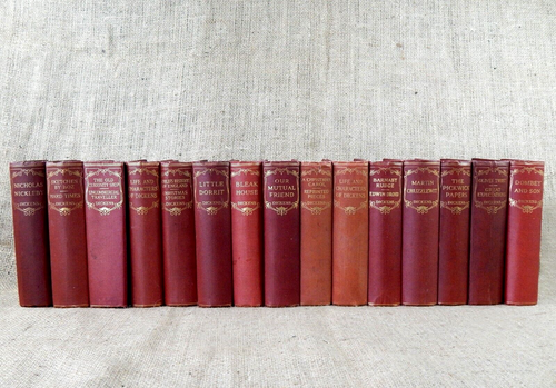 Antique Vintage Complete Set of 16 Charles Dickens Volumes Works Books ...