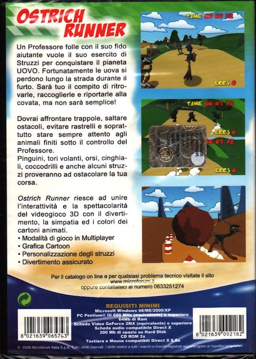 Ostrich Runner X PC CD ROM New Sealed Game for Children Italian English ...