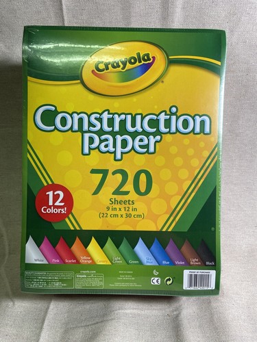 CRAYOLA ASSORT COLOR 9"x 12" CONSTRUCTION PAPER 720 Sheets-12 Colors ...