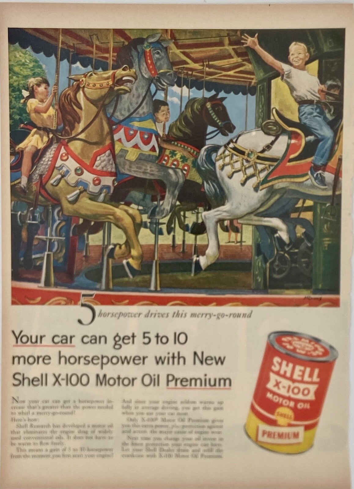 Original 1955 Shell Ad: Motor Oil Series, Carousel, 5-10 More ...