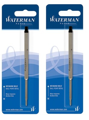 2 Packs, Genuine Waterman Ballpoint Pen Refills, Sealed Packs, Medium ...
