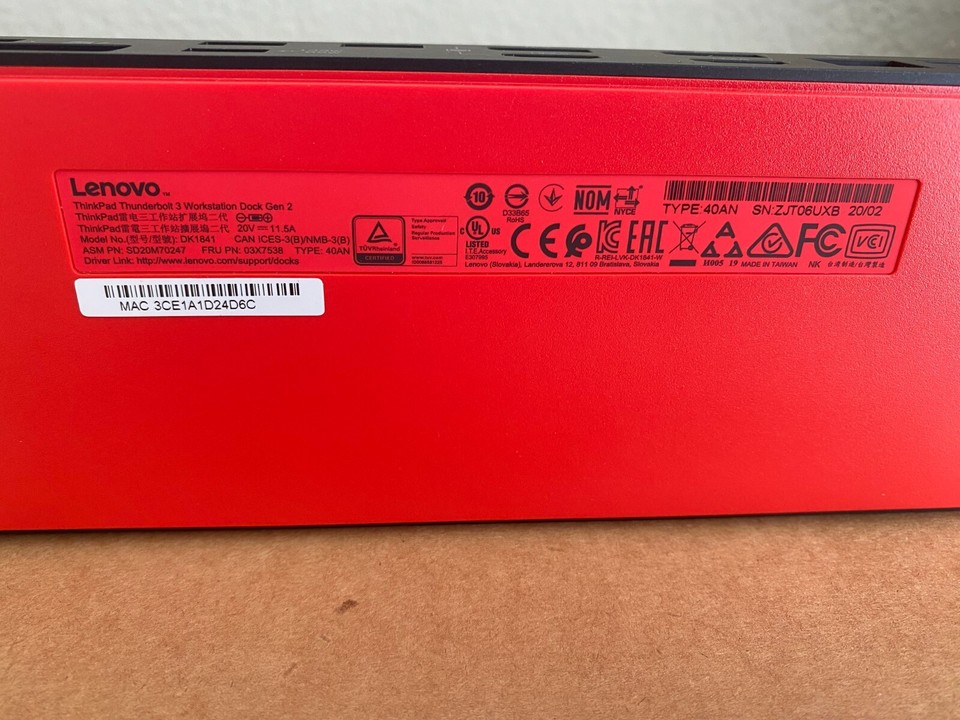 Lenovo Thunderbolt 3 Dock Gen 2 Dock ThinkPad 40AN0135US DK1841 + 2 ...