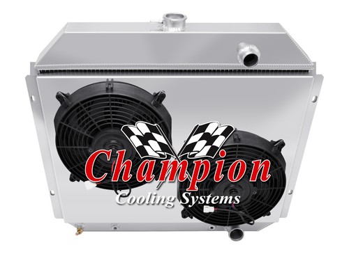 3 Row SZ Champion Radiator, 2 12" Fans, Shroud for 1968 - 1979 Ford F ...