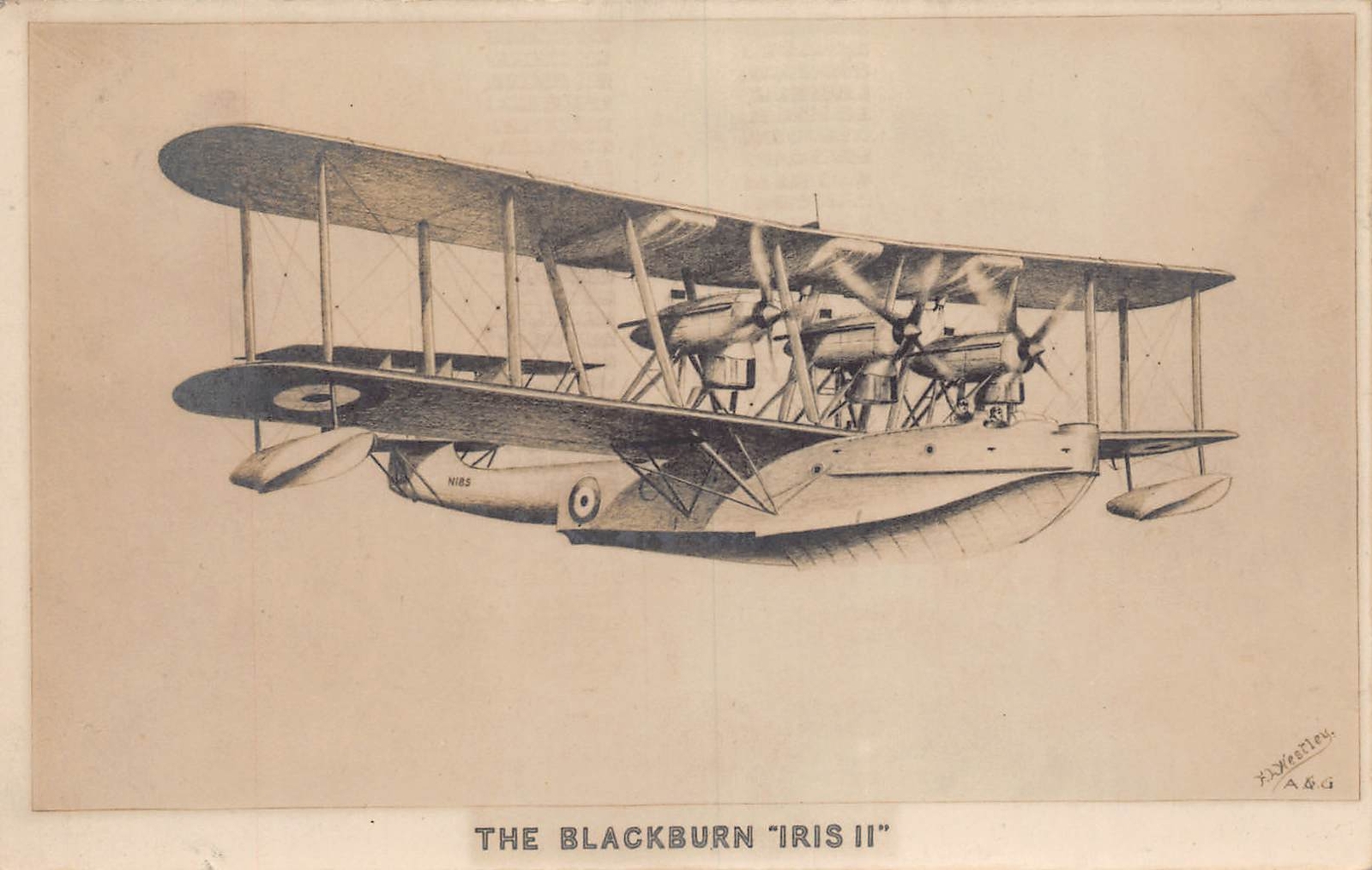 J82/ Interesting RPPC Postcard c1910 Blackburn Iris II Biplane Airplane ...