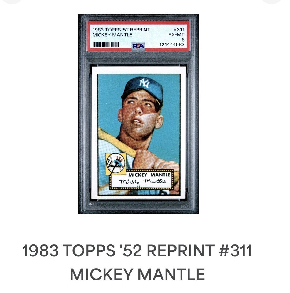 1952 Topps Mickey Mantle Jackie Robinson Willie Mays 1983 REPRINTS Lot ...