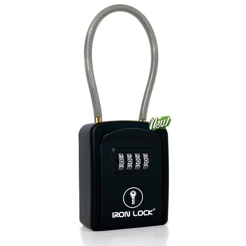 Iron Lock® - Key Lock Box Portable with Removable Cable Shackle Indoor ...