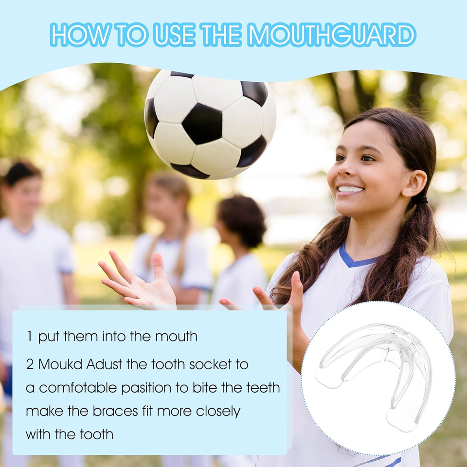 1 Piece Sports Mouth Guards Football with Case Youth Teeth Braces Clear ...