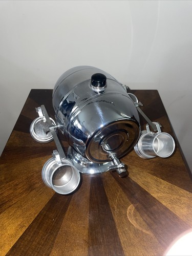 Chrome metal Alcohol Barrel With Cups | eBay