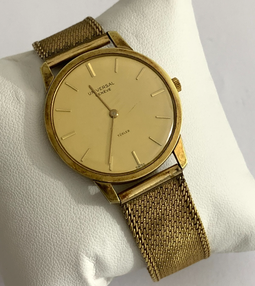 Vintage Universal Geneve Turler 14k Yellow Gold Swiss Watch Serial No ...