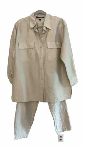 Linda Allred Ellen Tracy 100% Silk Pants Shirt Top Sz 10 / 12 Button ...