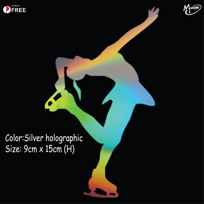 Ice Skating Sticker Car Decal-Silver Gloss holographic Rainbow Effect ...