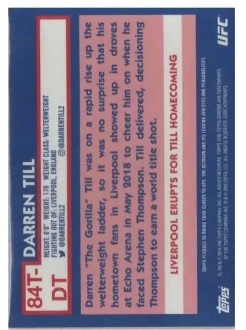 2019 Topps Chrome UFC Darren Till Throwback 1984 Refractor Insert SP ...