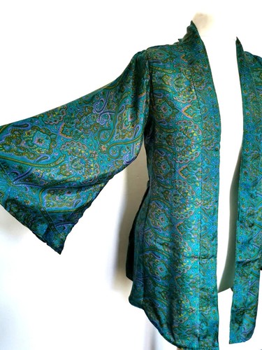 Teal blue Top Kimono silk style cover up 8 10 12 14 16 18 20 coat smart ...